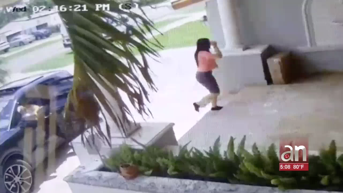 Captada en cámara quedó una mujer robando un paquete de una vivienda en ...