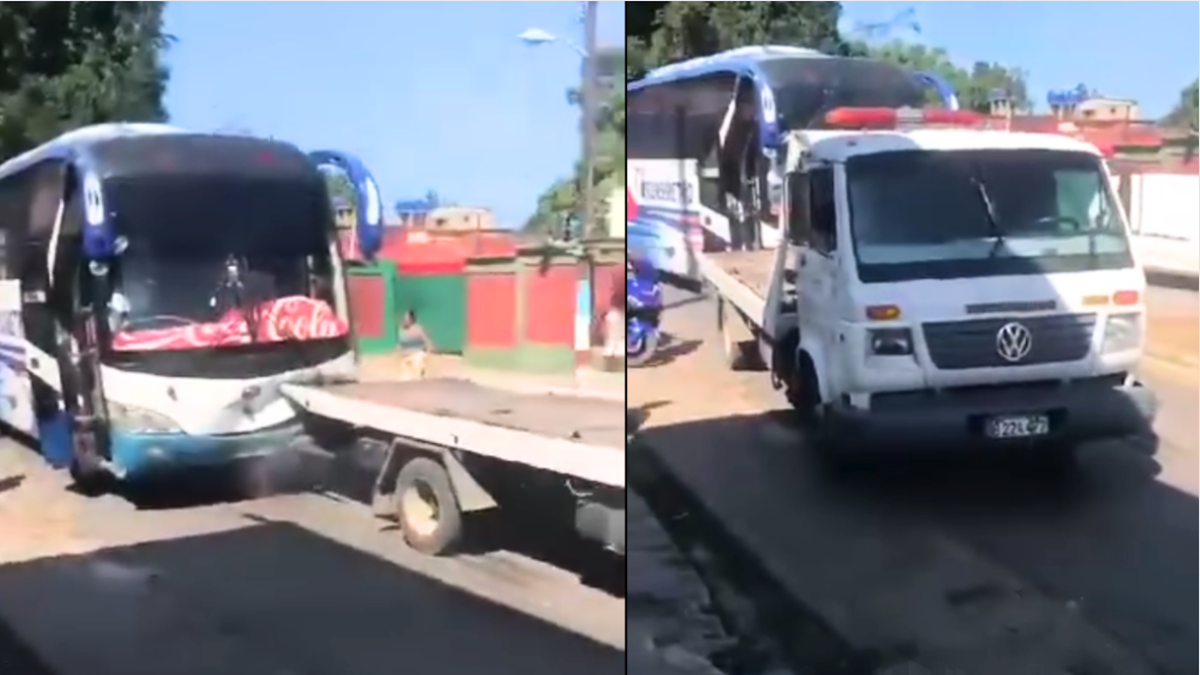 Violento altercado entre chofer de un autobús Transtur y una grúa en ...