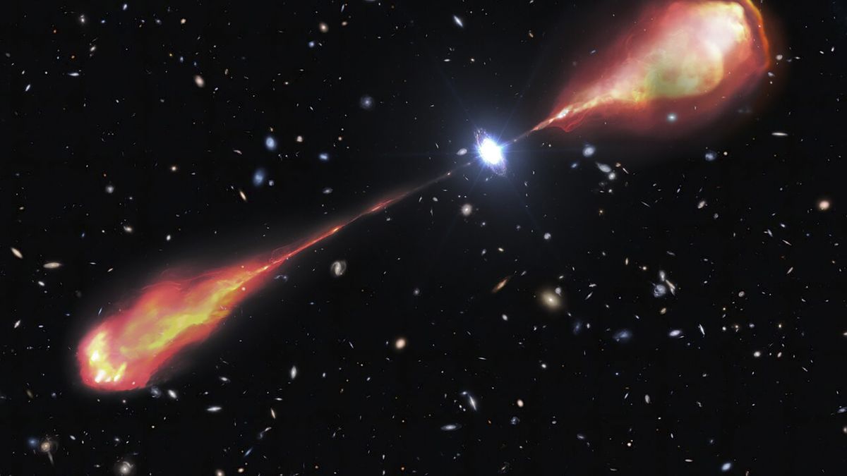 Telescopios captan enorme chorro de radio de un brillante objeto del ...