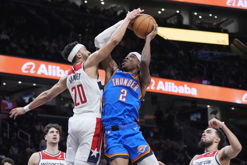 Gilgeous-Alexander lidera con 32 puntos triunfo del Thunder 136-128 ante Wizards